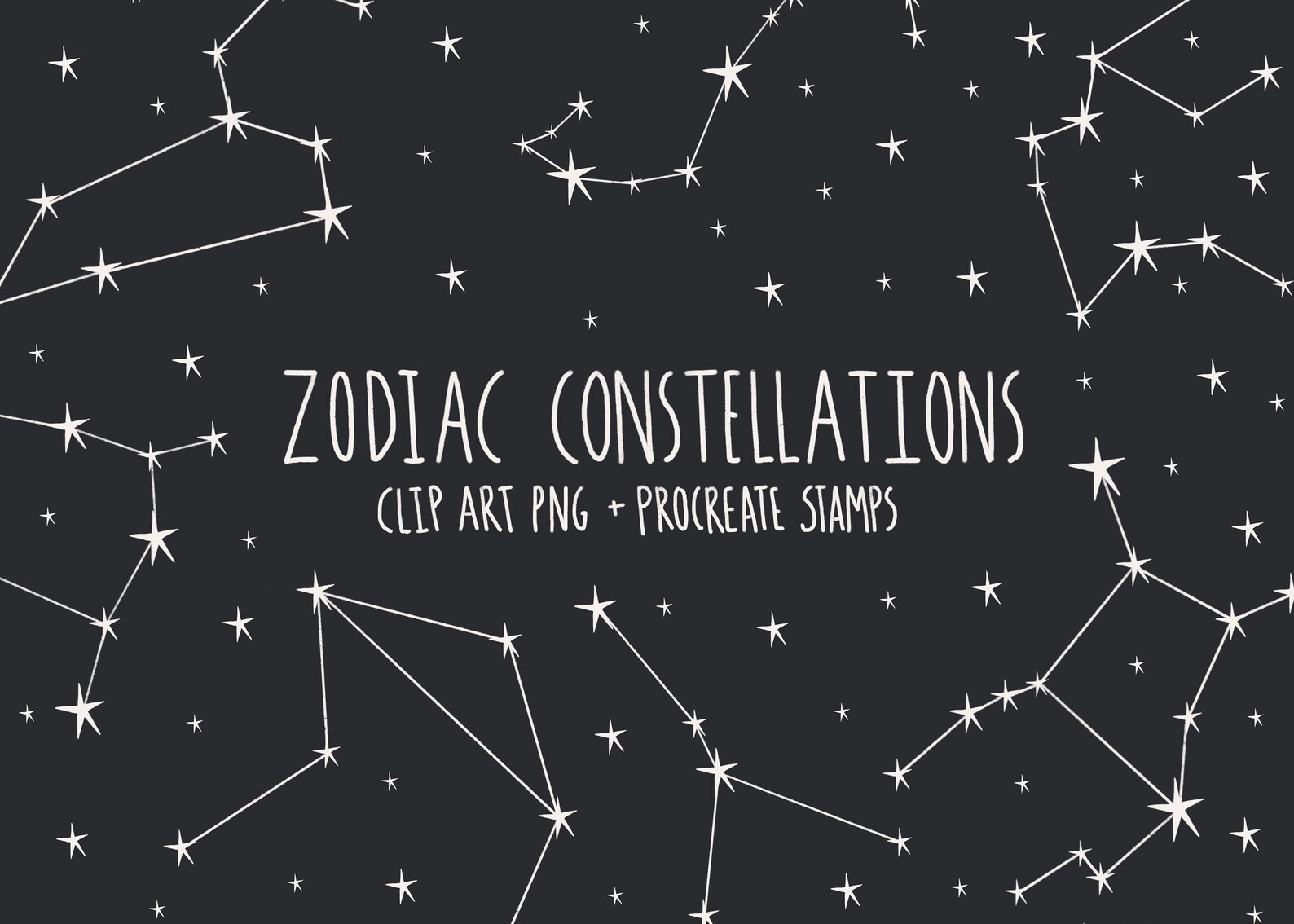 Zodiac Constellations Clipart, Star Signs Procreate Stamps, Celestial ...