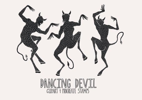 Dancing Devil Clipart and Procreate Stamps . Halloween Clip - Etsy Ireland