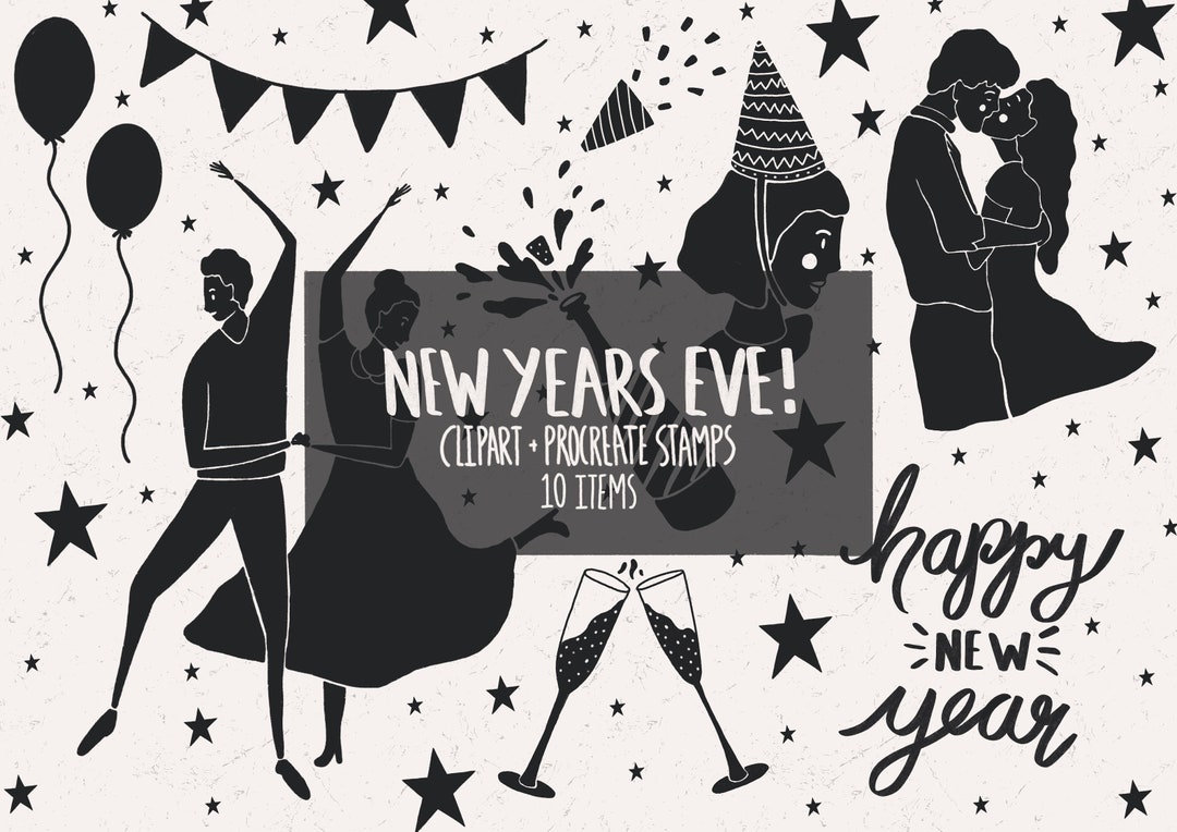 New Years Eve Clipart - Etsy