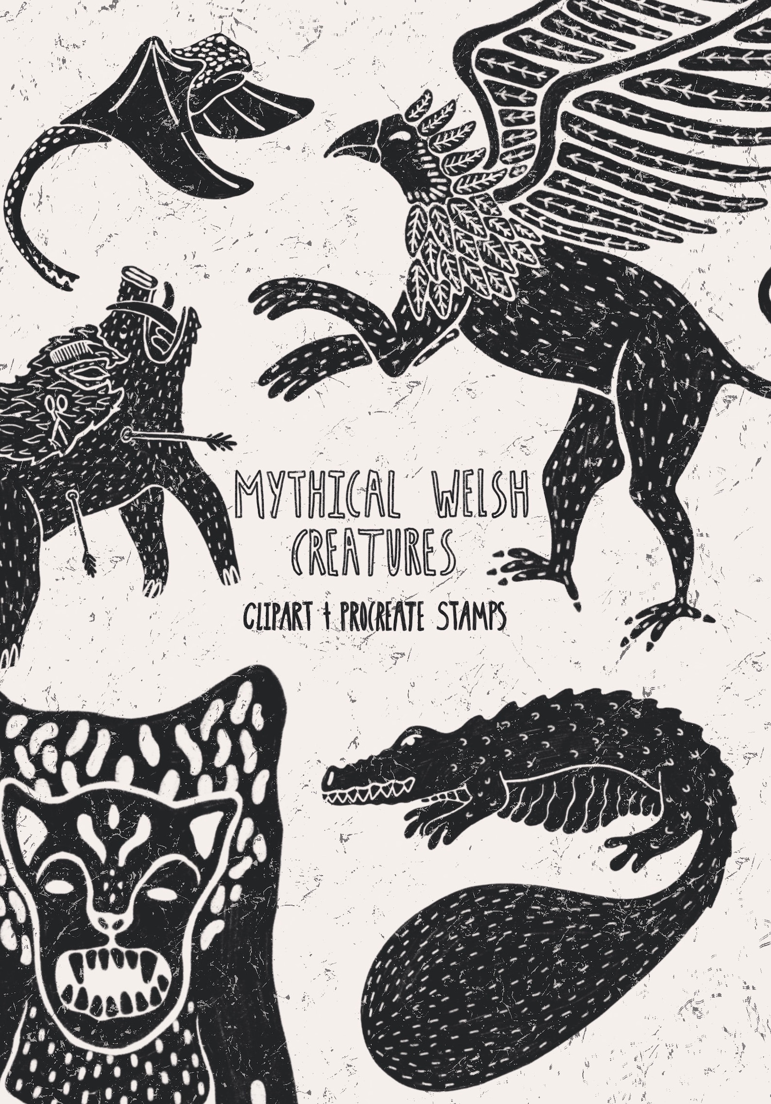 Mythical Welsh Creatures, Folk Law, Animals Clipart, Magical Procreate ...