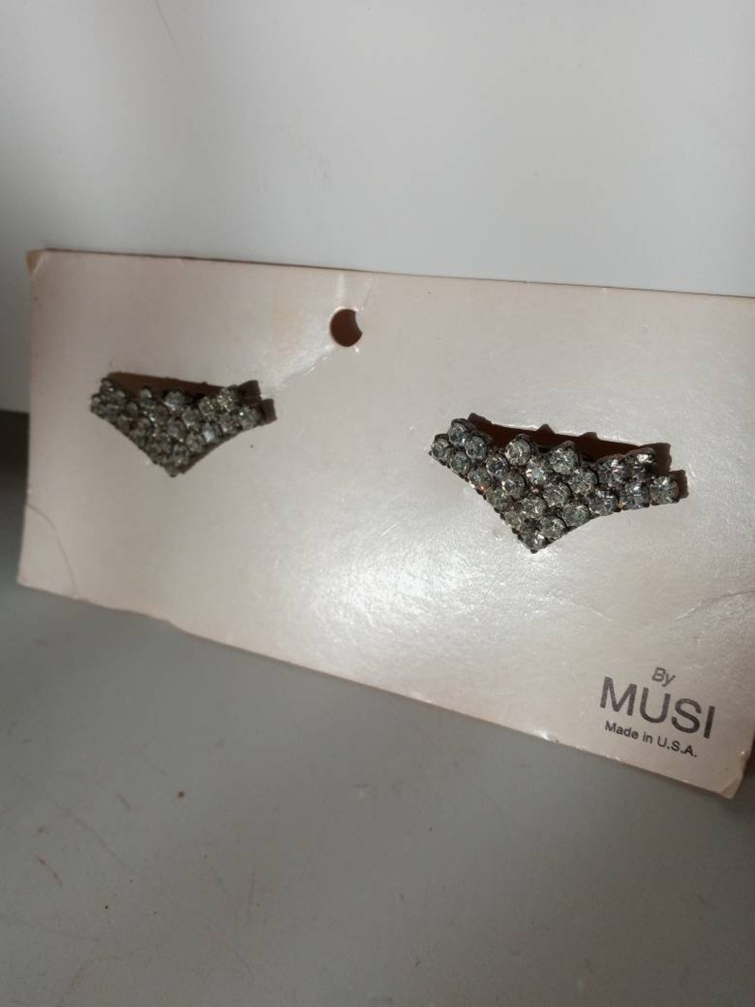 Vintage Pair of Rhinestone Show Clips on Original Packaging by MUSI ...