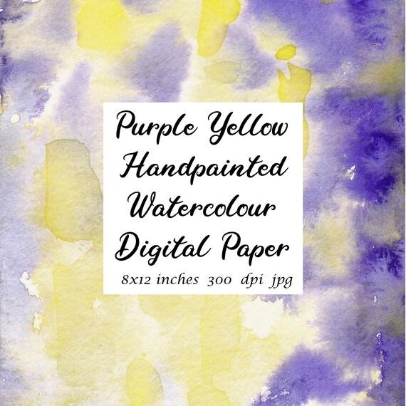 Watercolour Background Purple and Yellow Splashes Simple for | Etsy