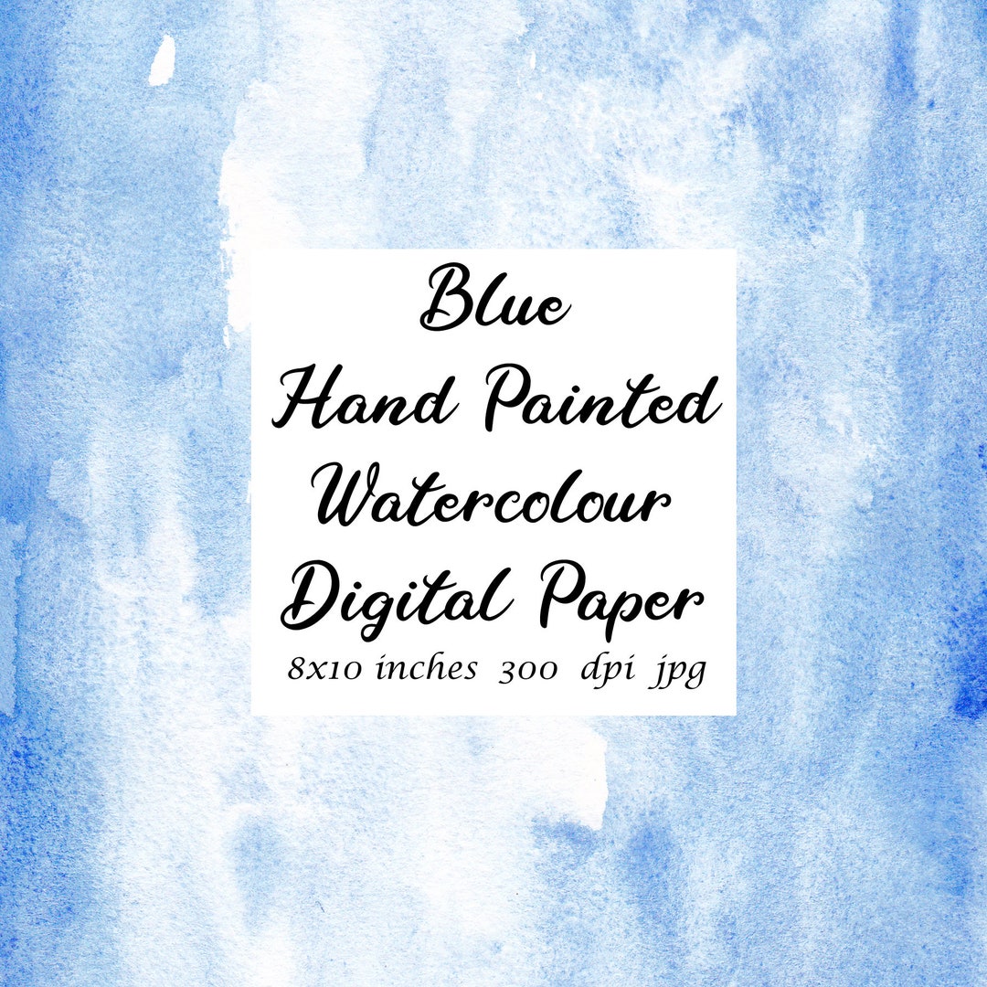 Blue Watercolour Background Hand Painted Digital Paper - Simple for DIY ...
