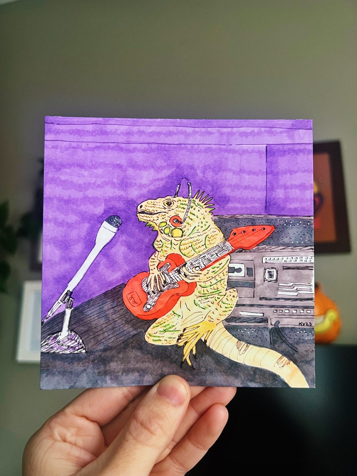 Rock & Roll Lizard Original Print - Etsy
