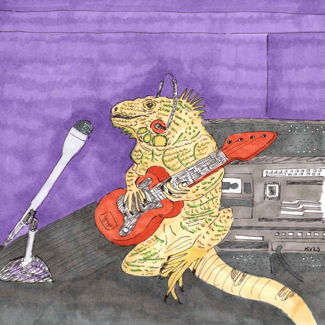 Rock & Roll Lizard Original Print - Etsy