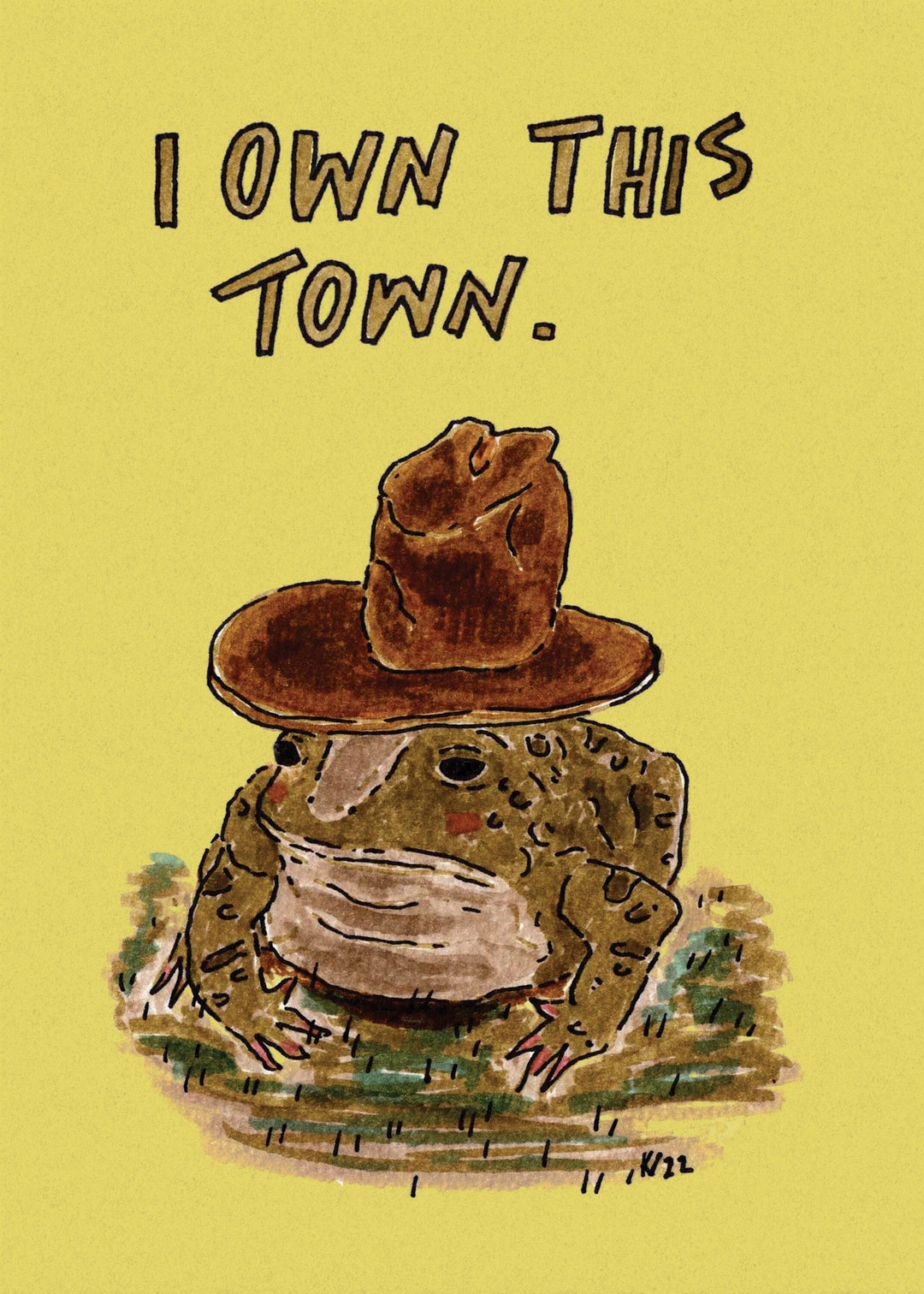 Cowboy Toad Original Print - Etsy