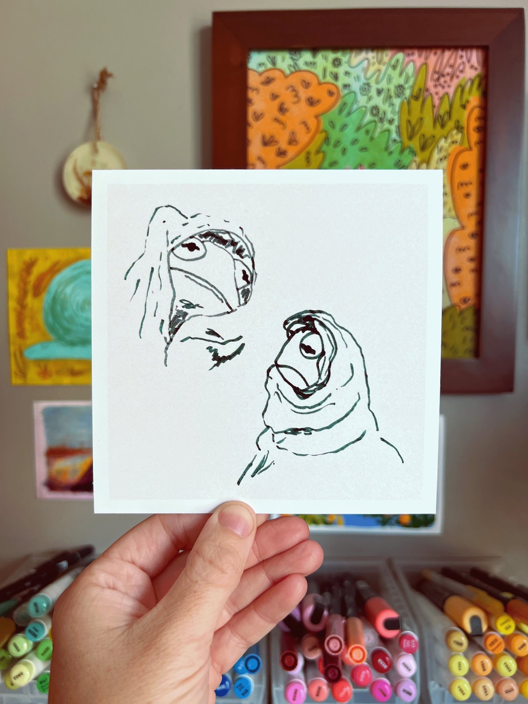 Cozy Kermit Original Print - Etsy