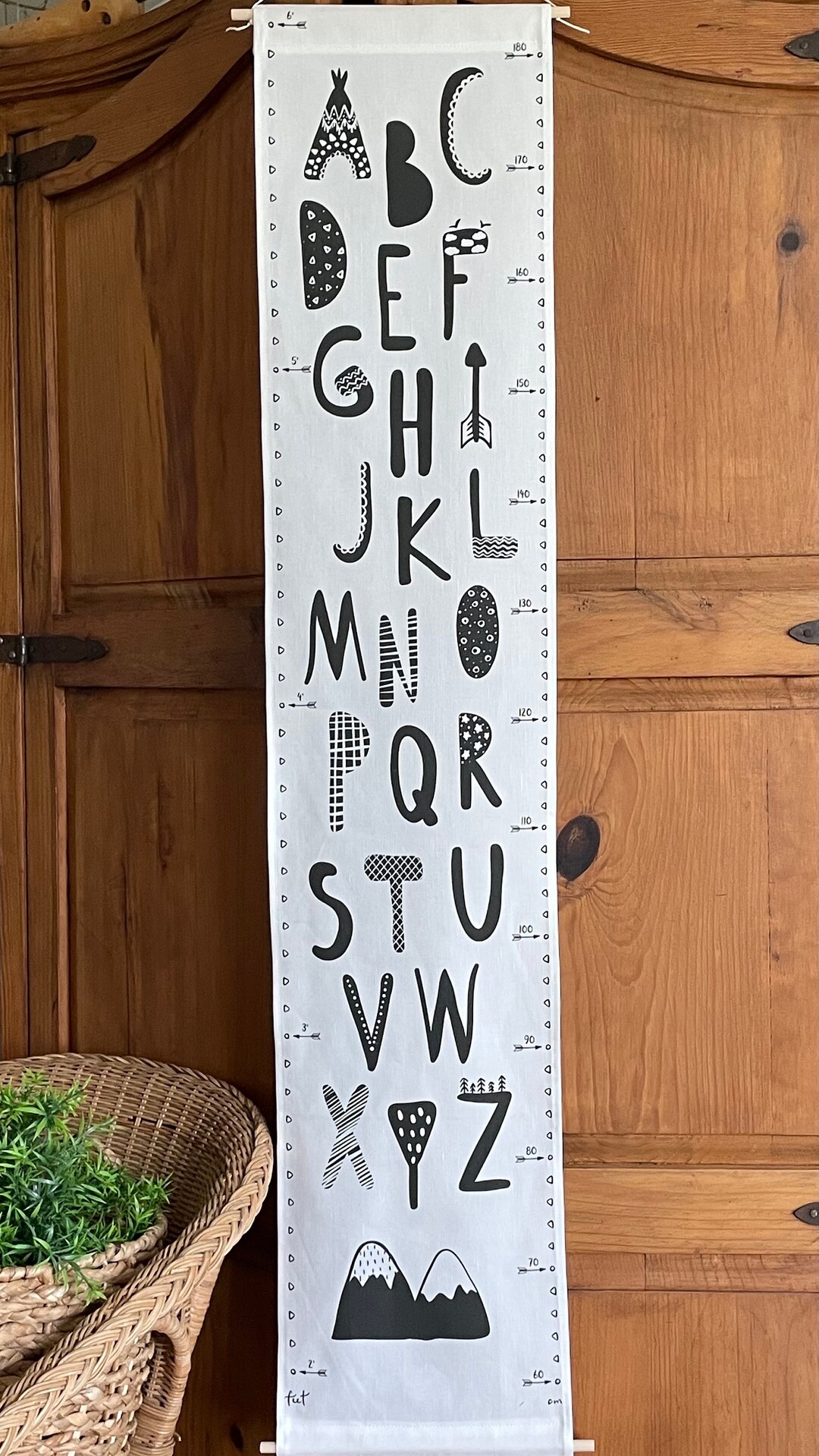 Child's Black and White Linen Canvas Growth Chart - Etsy