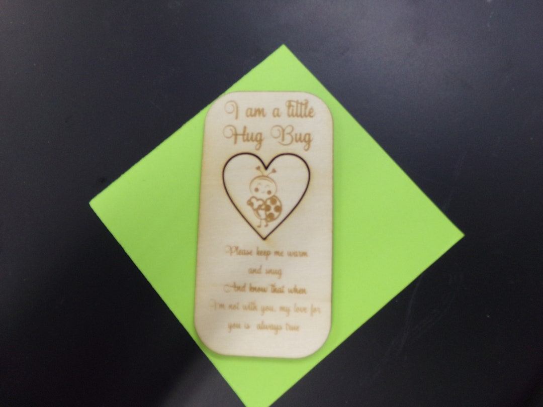 Love Bug Token With Poem Pocket Hug Wooden Token Isolation - Etsy