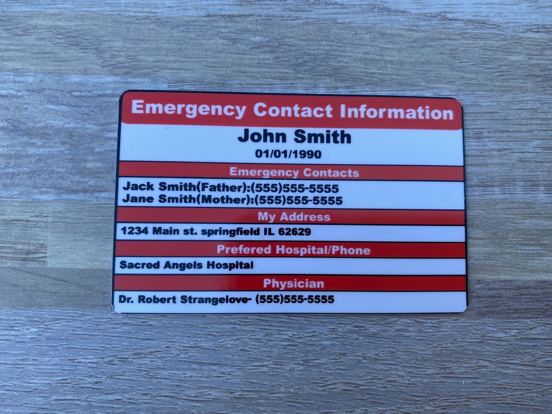 Medic Alert ID Card for Medical Emergencies - Etsy