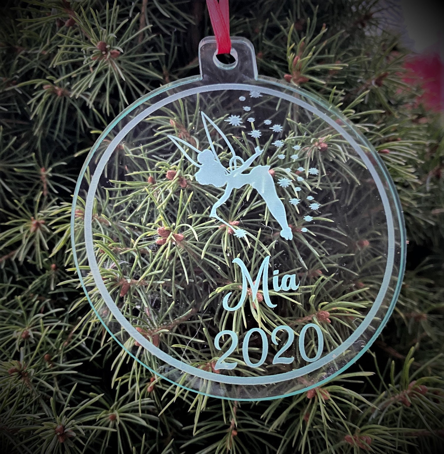 Personalized Laser Etched Disney Style Ornament, Featuring Tinkerbell ...