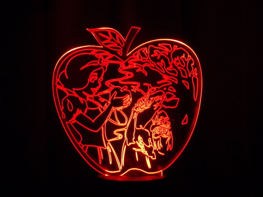 LED 3D Laser Engraved Snow White Light, Apple Shaped Light - Etsy