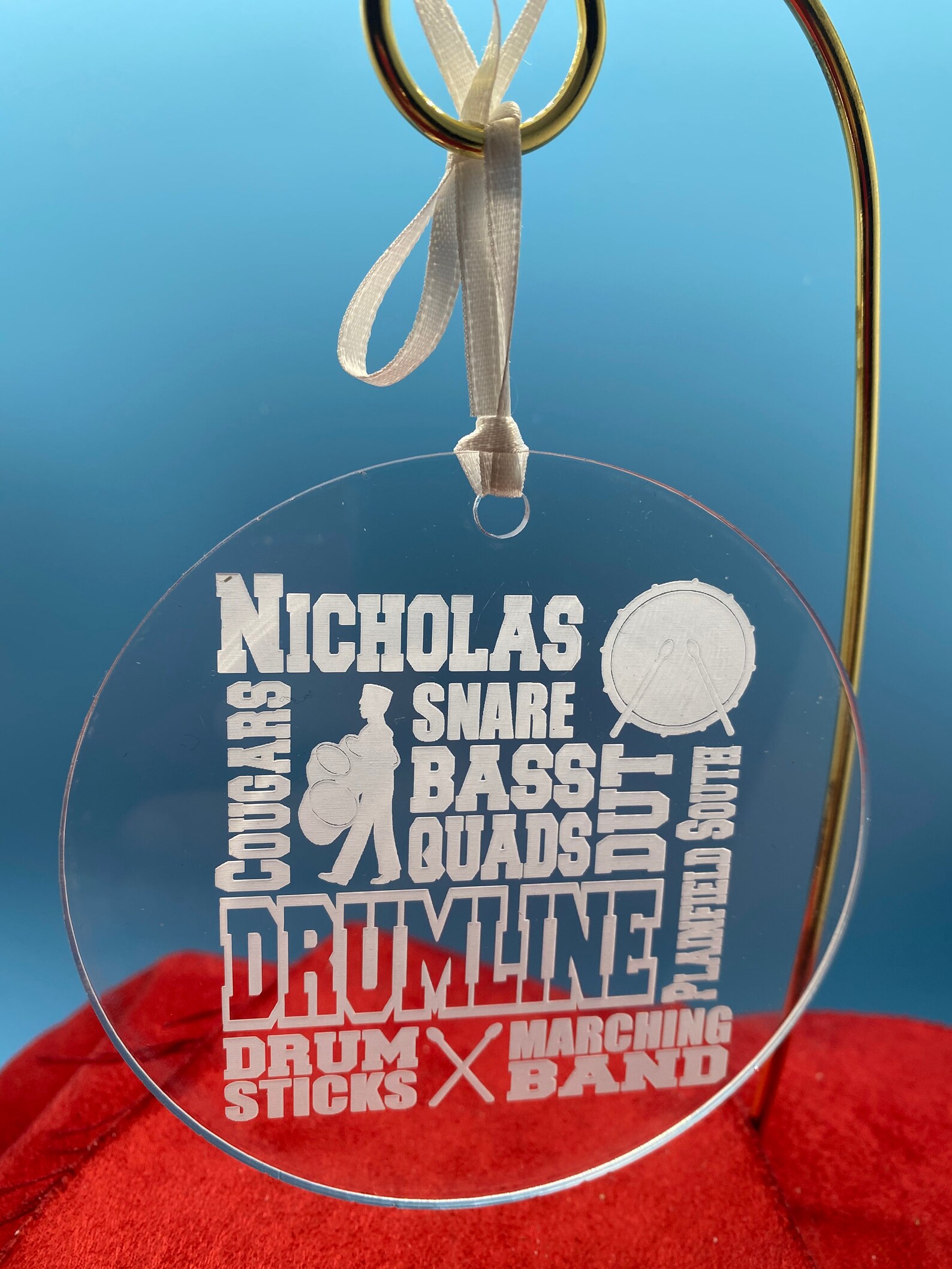Custom Made Personalized Laser Etched Ornament for Marching Band Member ...