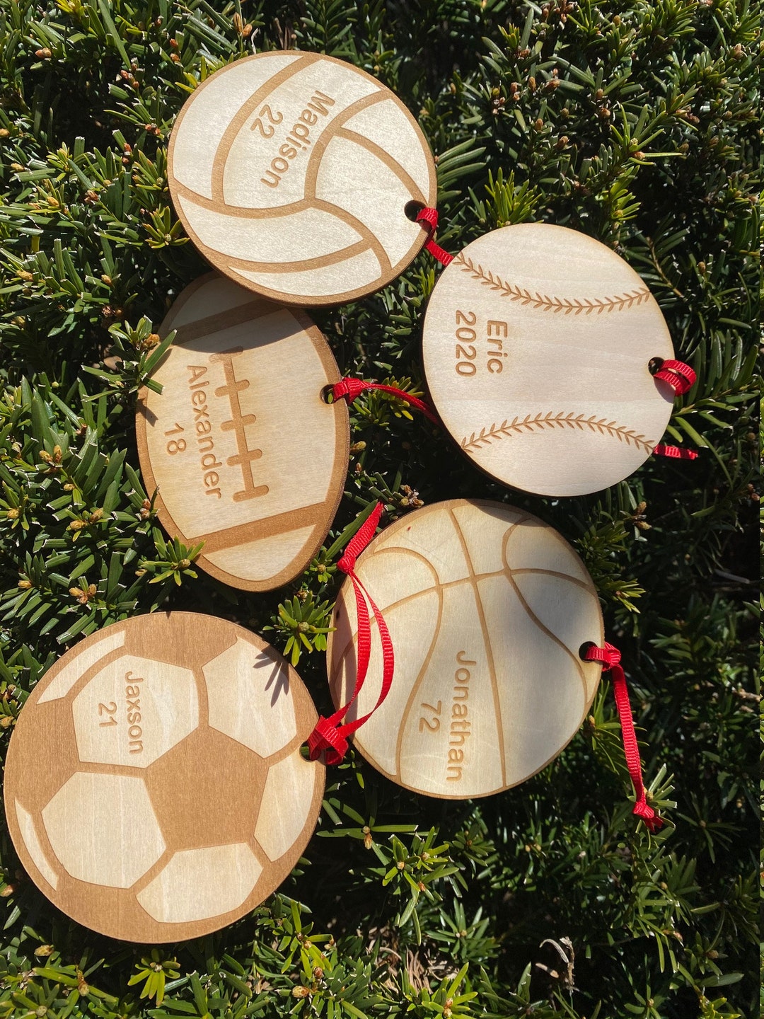 Custom Cut and Etched Sports Ball Ornaments, Personalized, Football ...