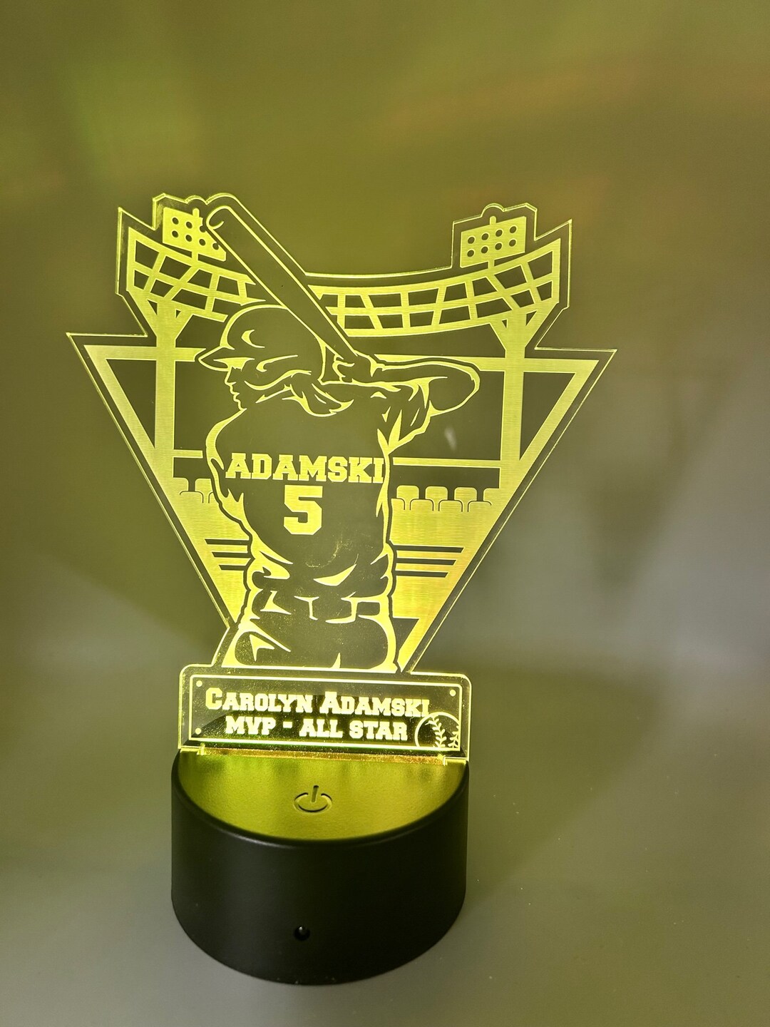 Personalized Baseball or Softball Light- Laser Etched and Cut Acrylic ...