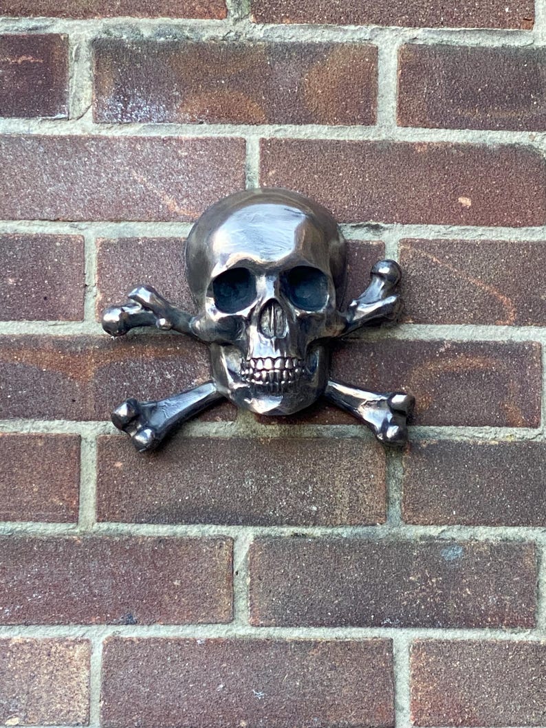 Cold Cast Bronze Skull and Crossbones Wall Hanging: Pirate Decor - Etsy