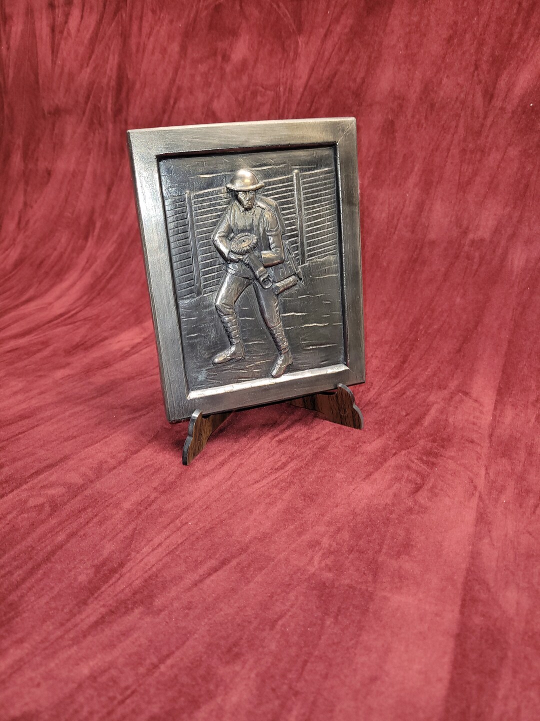 Tommy With Gun Plaque Cold Cast in Bronze/wood Effect - Etsy
