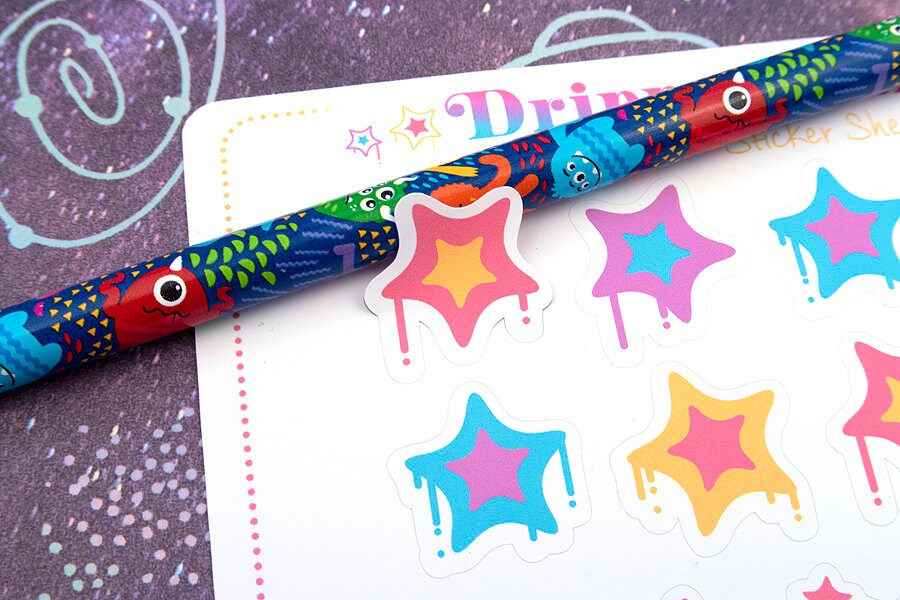 Drippy Stars Sticker Sheet Tiny Celestial Planner Stickers | Etsy