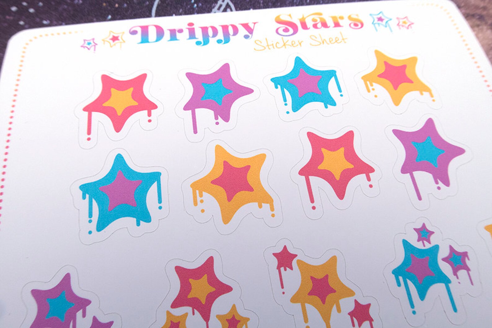 Drippy Stars Sticker Sheet Tiny Celestial Planner Stickers Small ...