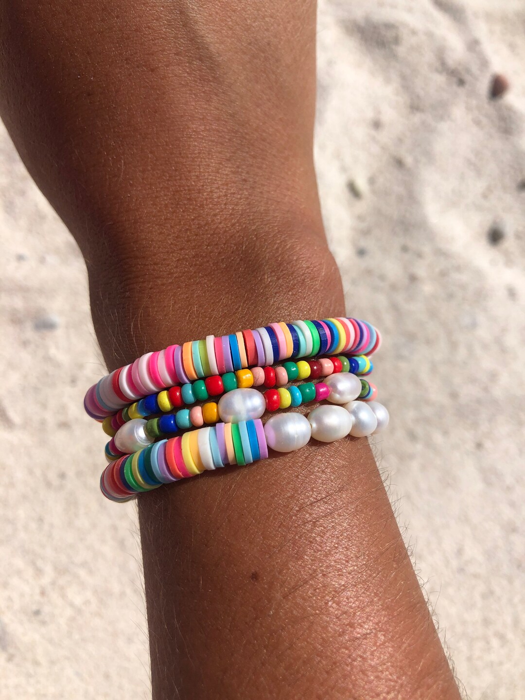 COLORS Bracelets colorés, perles heishi colorés, perles de culture deau ...