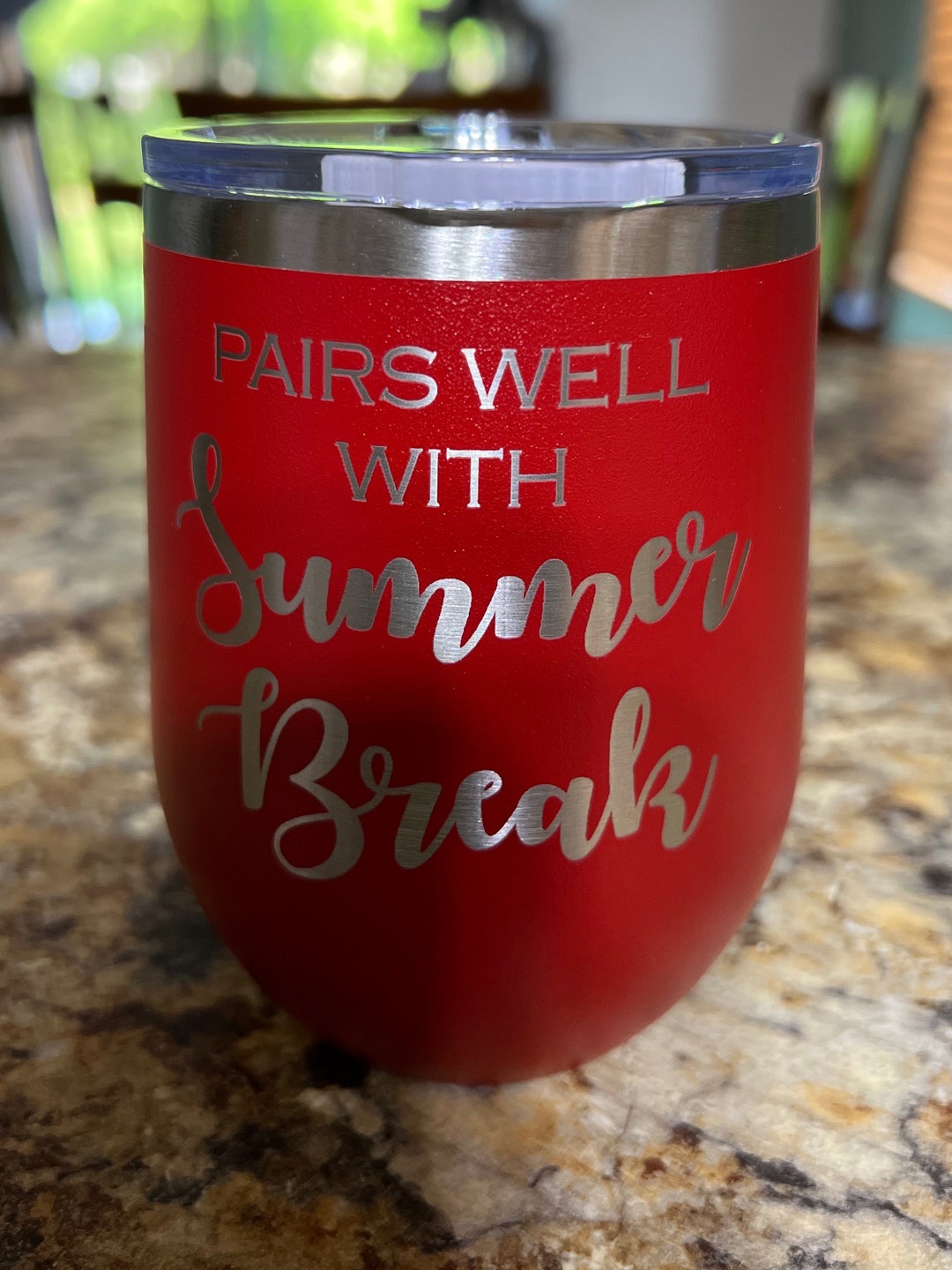 Pairs Well With Summer Break Laser Engraved Tumbler, Stainless Steel ...