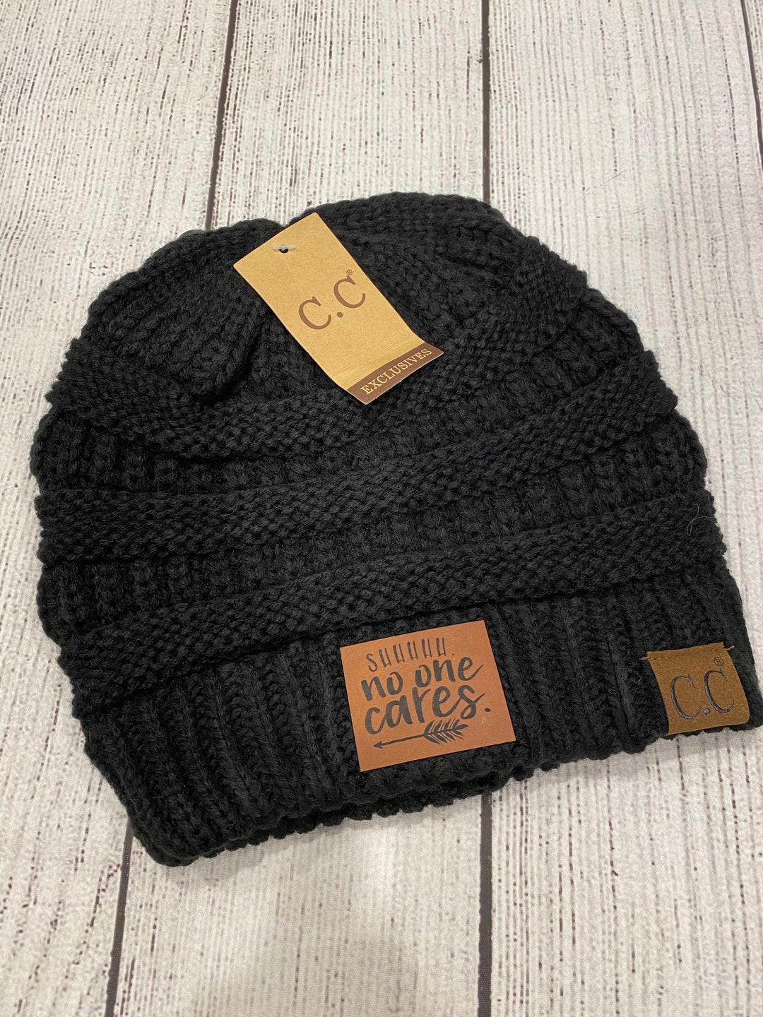 CC Beanie With Personalized Patch, Laser Engraved Patch, Adult Beanie ...