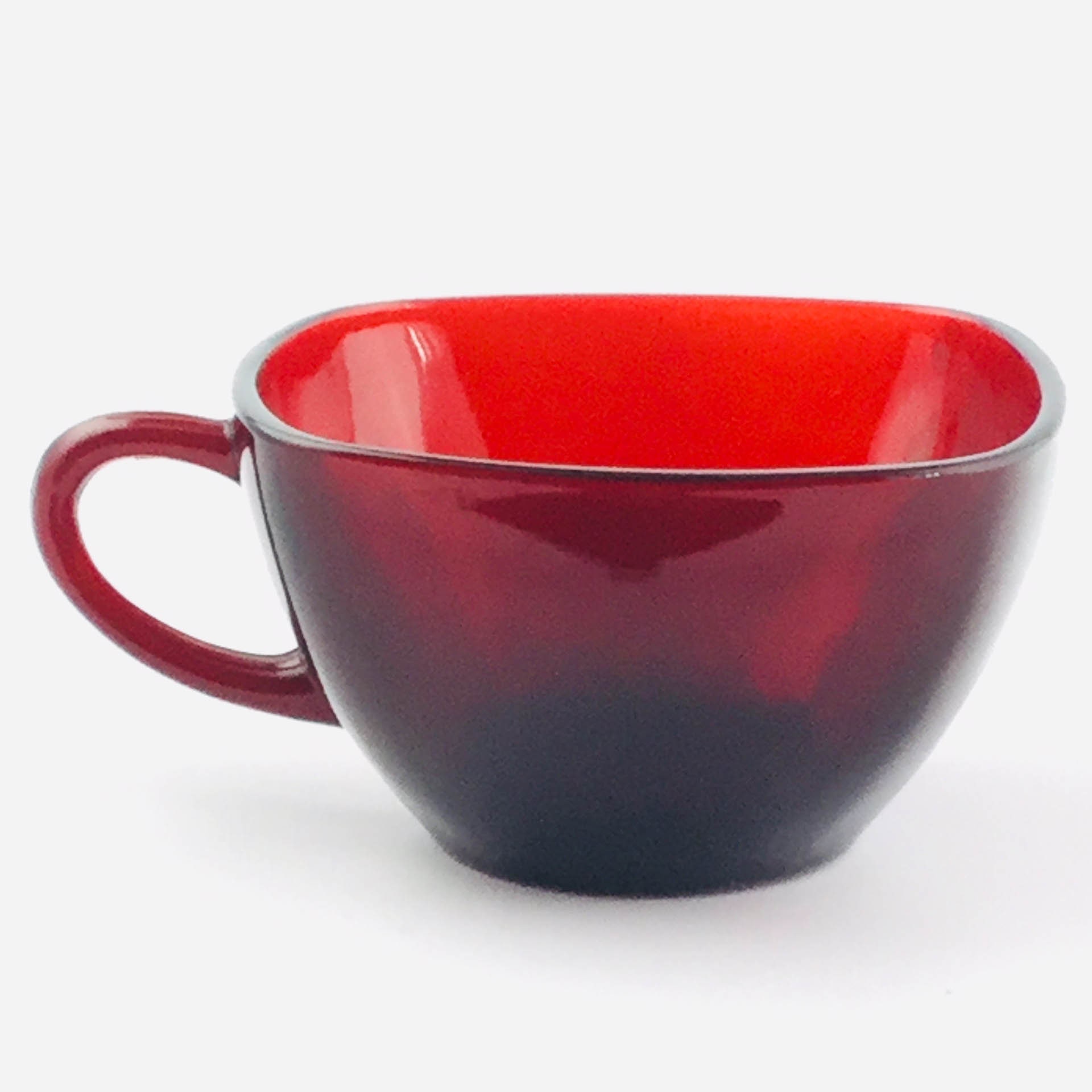 Ruby Red Tea Cups and Saucer Anchor Hocking - Etsy