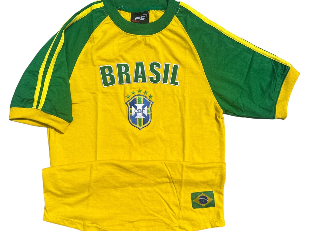 Brazil Soccer Shirt | Embroidered Cotton Jersey - Etsy