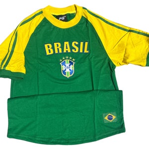 Brazil Soccer Shirt | Embroidered Cotton Jersey - Etsy