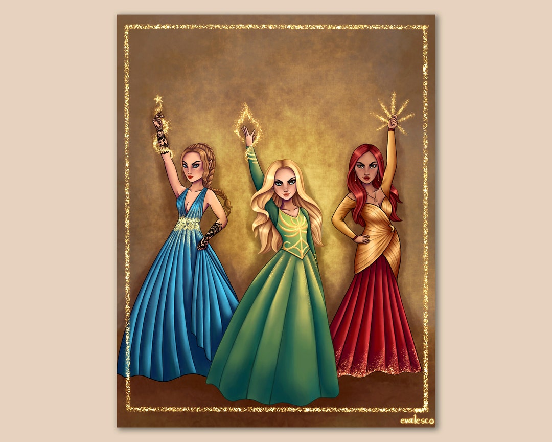 8.5x11 Giclee Print of Feyre, Aelin, and Bryce From Throne of Glass ...