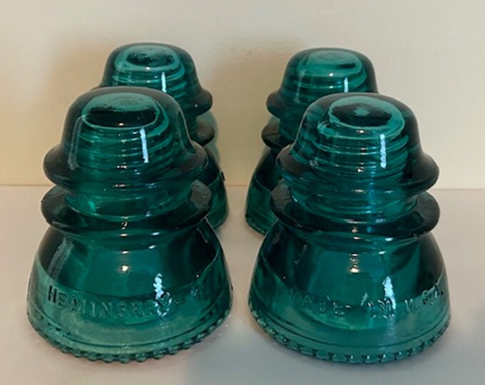 Set of 4 1920's-50's Hemingray #42 (CD154) Aqua Blue Green Glass ...