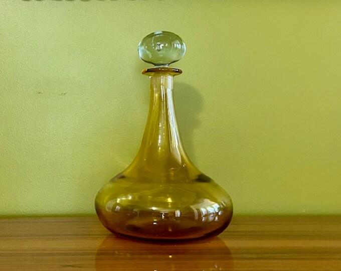 1974 Blenko Art Glass 12" Golden Wheat Squat Ships Decanter #7415 - Etsy