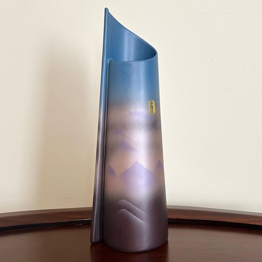MCM Art Deco 12.75" Porcelain Vase, "mountains & Sky", Hand-painted ...