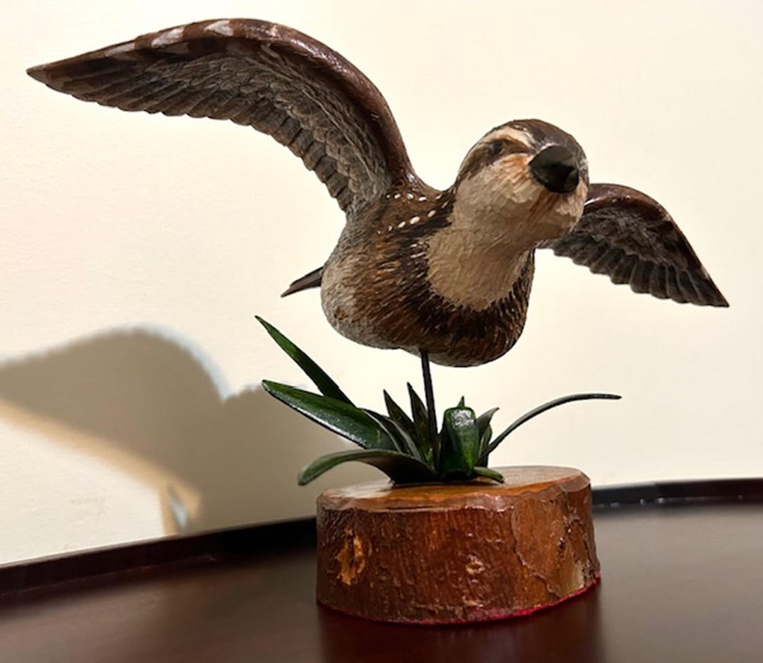 Vintage '83 Hand Carved 13" Bobwhite Quail Wooden Bird Sculpture ...