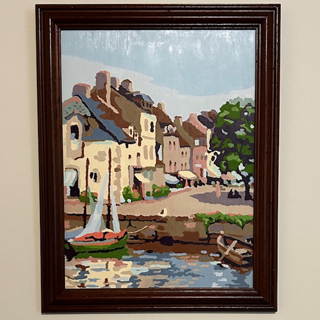 1956 Paint by Number 10D6, "fishing Village" 12 X 16 Oil Painting in ...