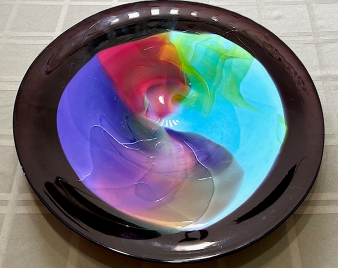 Artist Signed 18" Studio Art Glass Plate Centerpiece - Etsy