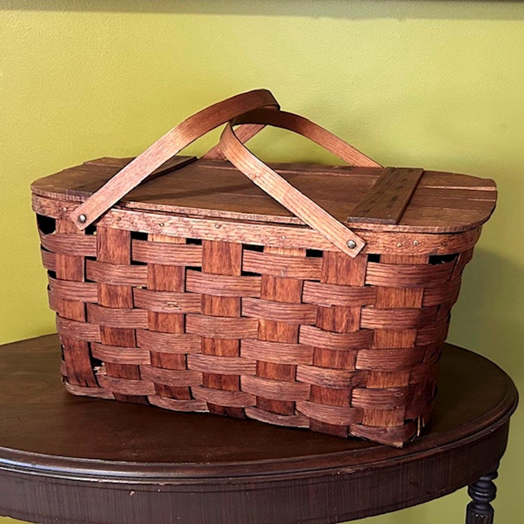 1800's Rustic Antique Split Oak and Bentwood 21" Picnic or Gathering ...