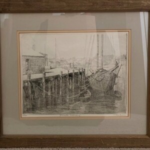 Don Swann 1889-1954 Gloucester Fish Wharf Etching 58/300, Pencil Signed ...
