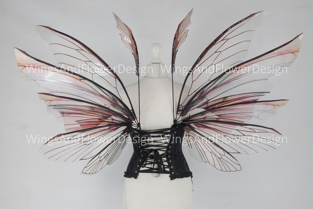 Brown Transparent Clear Butterfly Fairy Wings, Costume Wings, Dreamlike ...