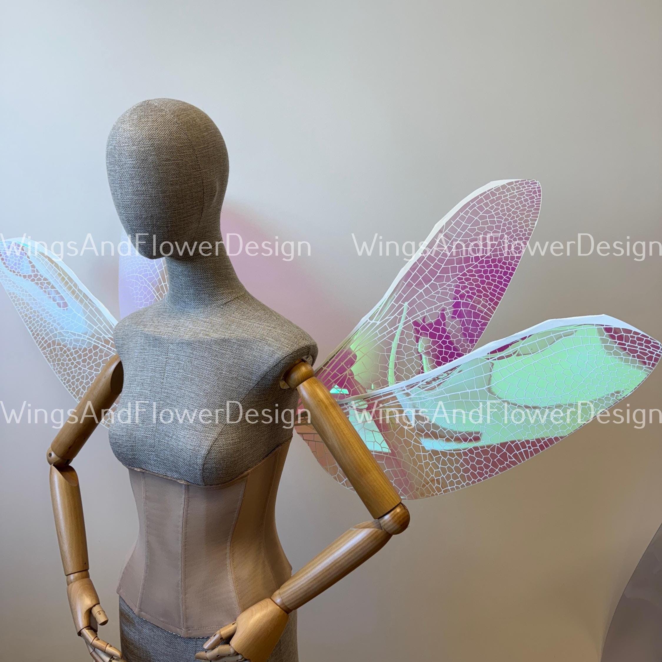 Iridescent Rainbow Fairy Wings: Fluorescent Green, Pink & Yellow - Etsy