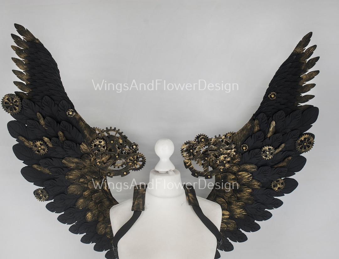 Small Black Steampunk Wings: Biomechanical Costume Accessory - Etsy