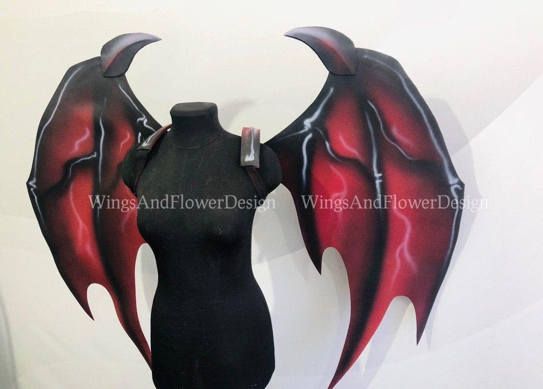 Red Black Dragon Wings, Large Dragon Wings, Devil Wings, Cosplay Wings ...