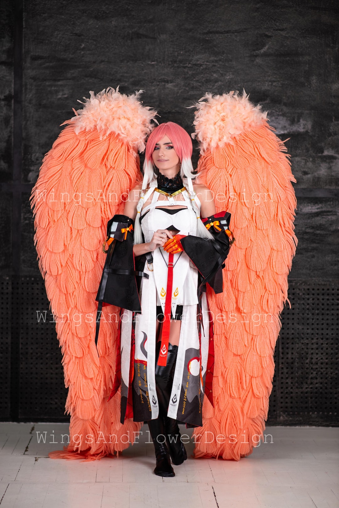Big Peach Angel Wings Cosplay Wedding Christmas Costume for Adults ...