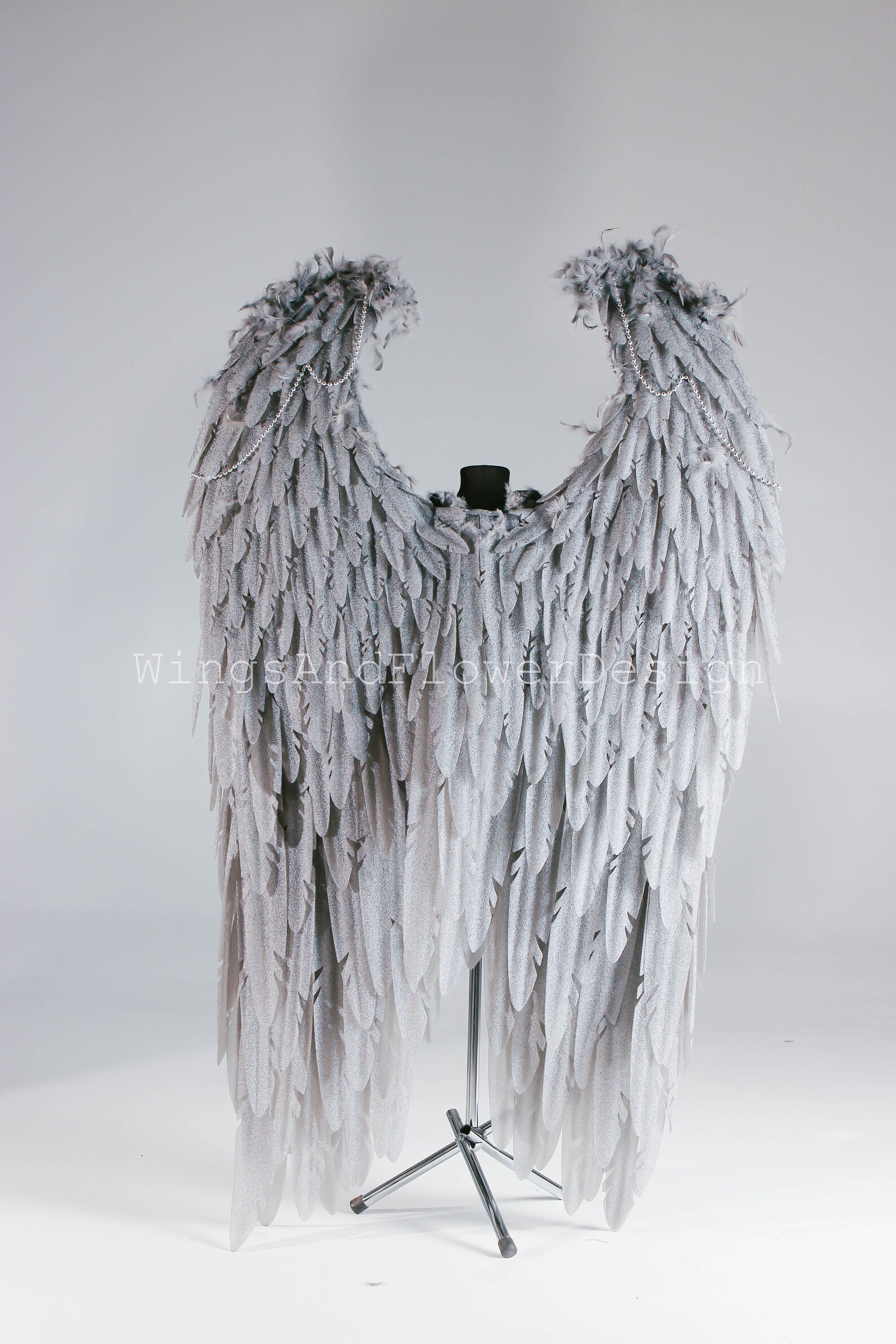 Dark gray angel wings black angel wings gray Lucifer wings | Etsy