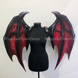 Red Black Dragon Wings, Large Dragon Wings, Devil Wings, Cosplay Wings ...