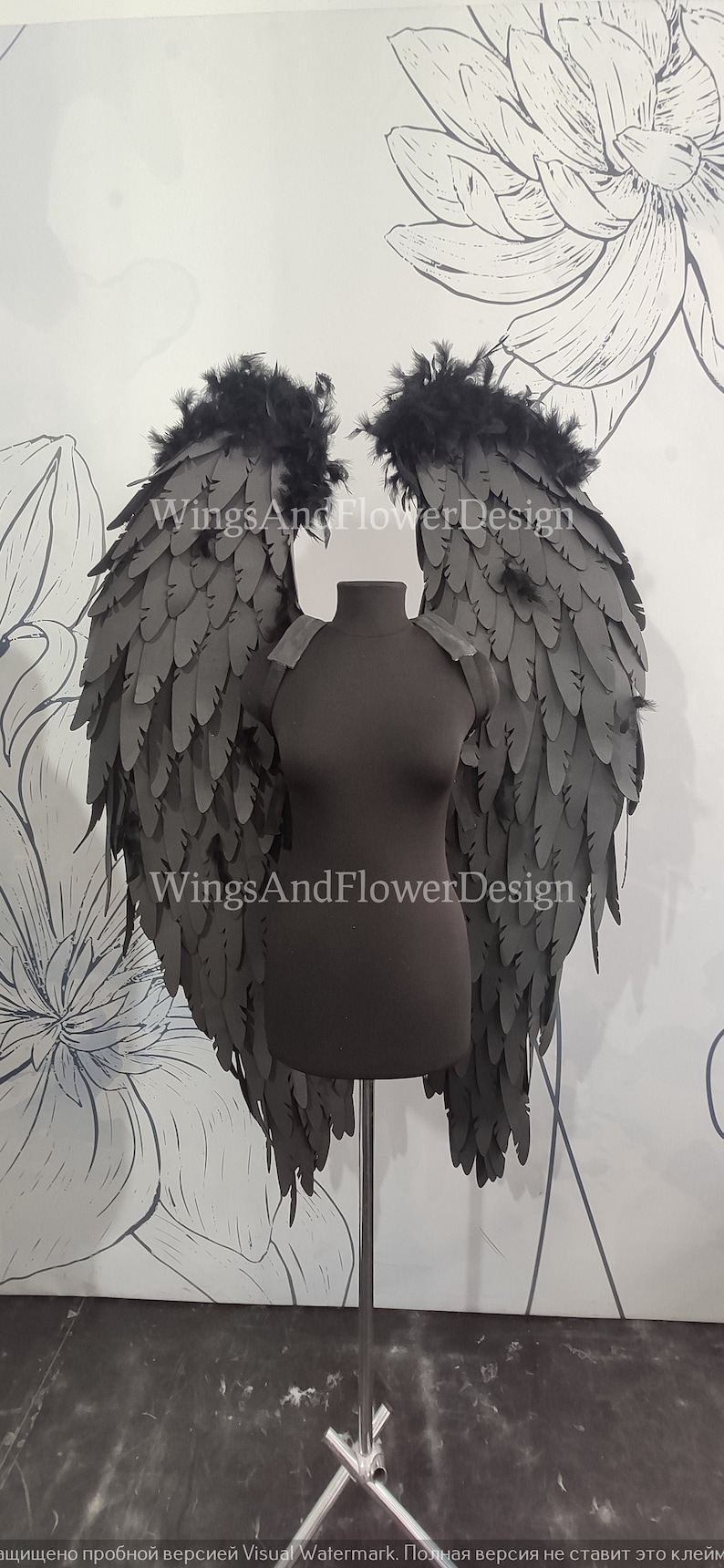 Black Dark Gray Angel Wings Angel Wings Victoria Secret | Etsy