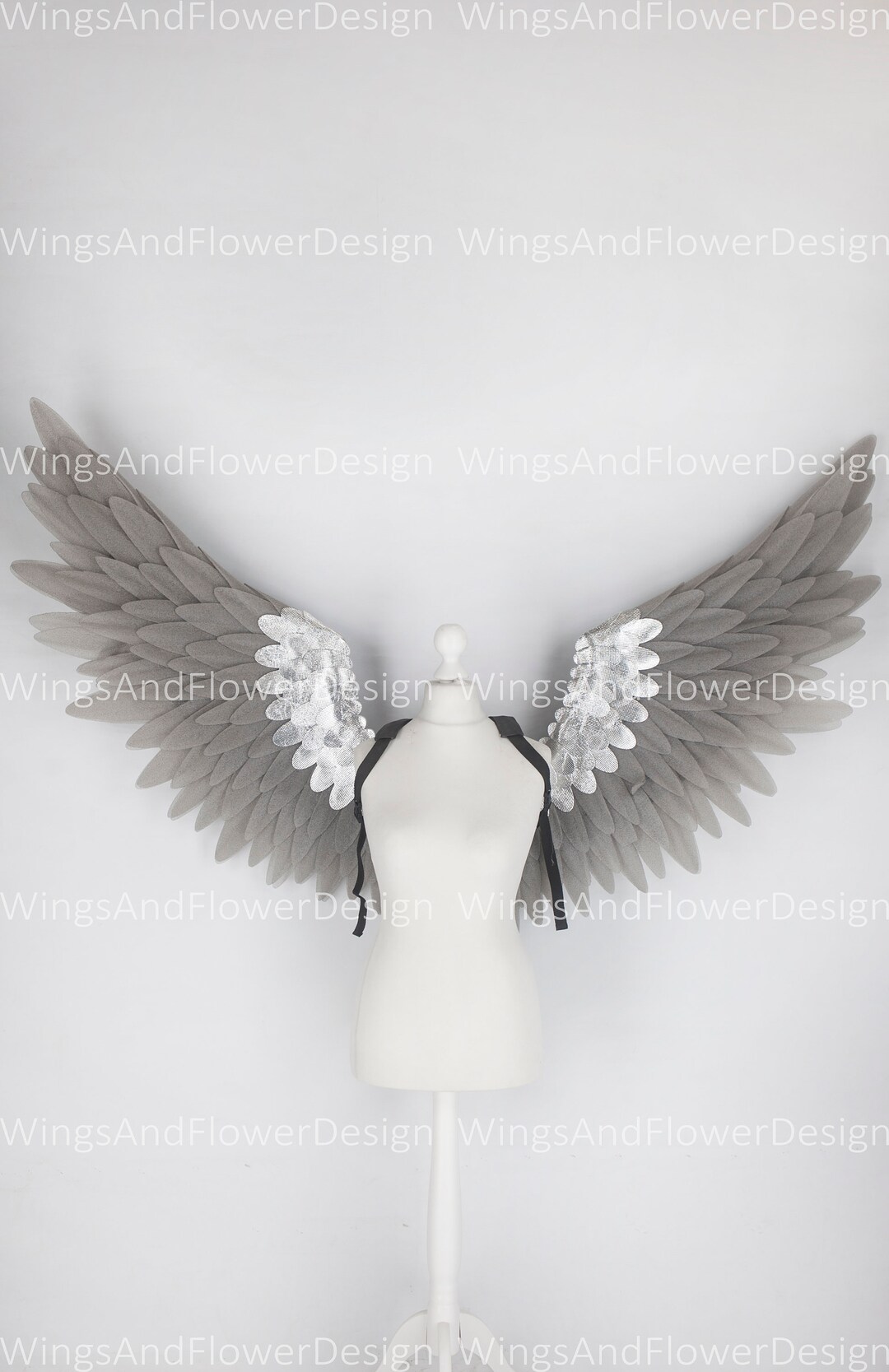 Gray Silver Angel Lucifer Wings, Victoria Secret Angel Wings, Sexy ...