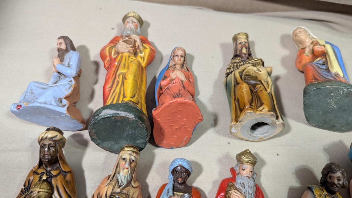 Vintage Assorted Nativity Parts 11 Pieces From Various Sets Hard ...