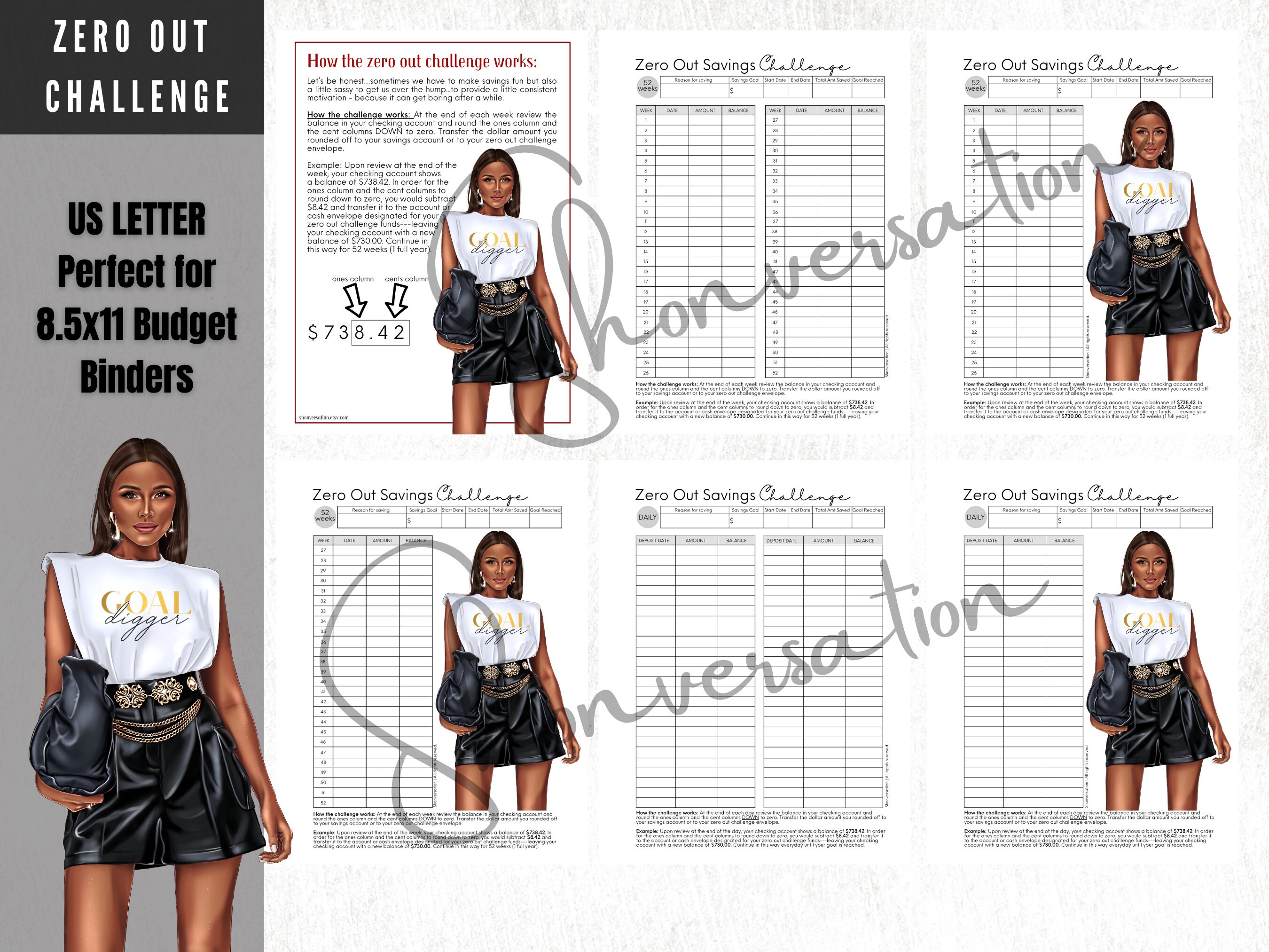 Zero Out Savings Challenge Tracker Savings for Emergency - Etsy