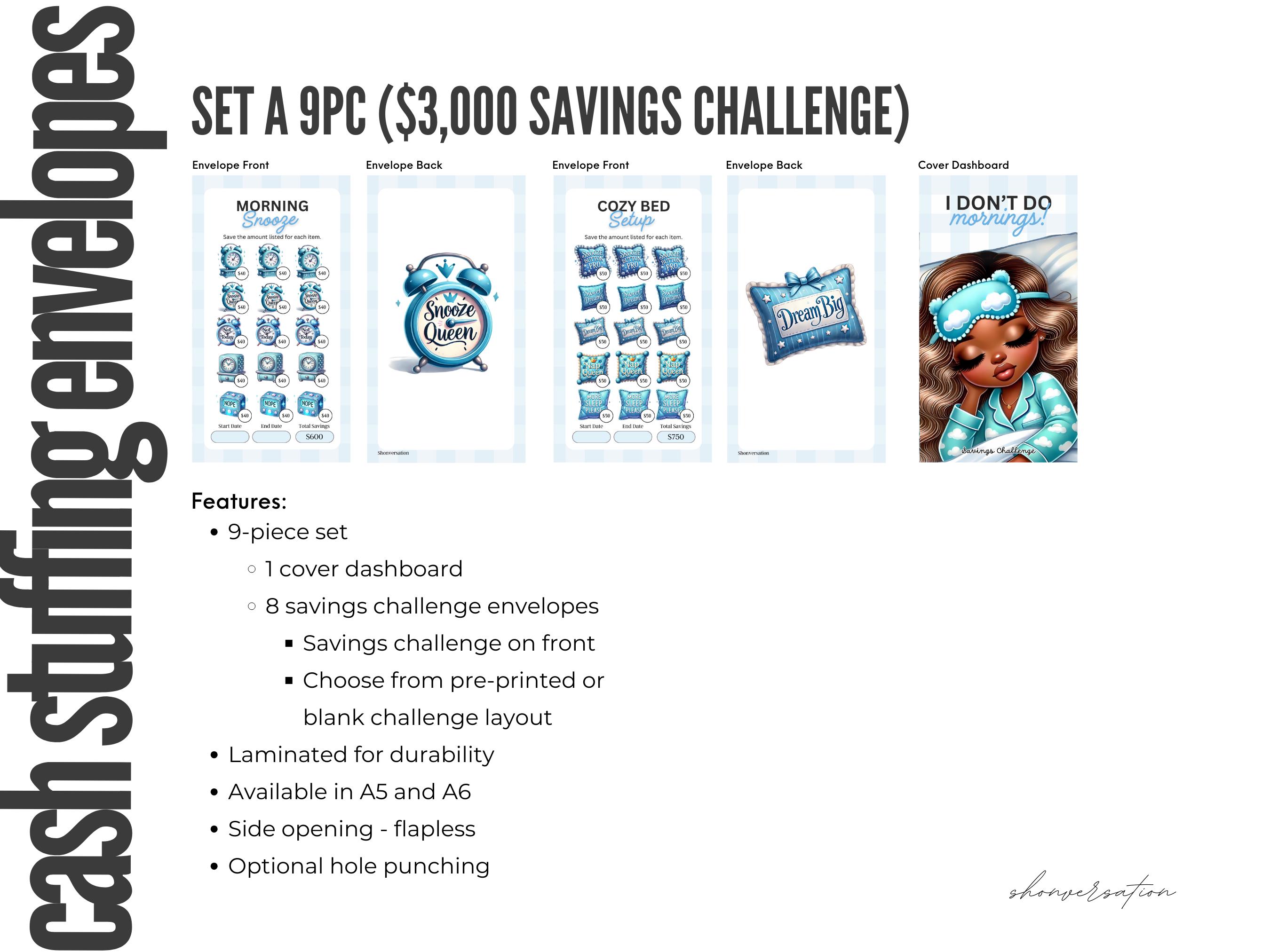 9pc Savings Challenge Set, Laminated Reusable Sinking Funds Tracker, A5 ...
